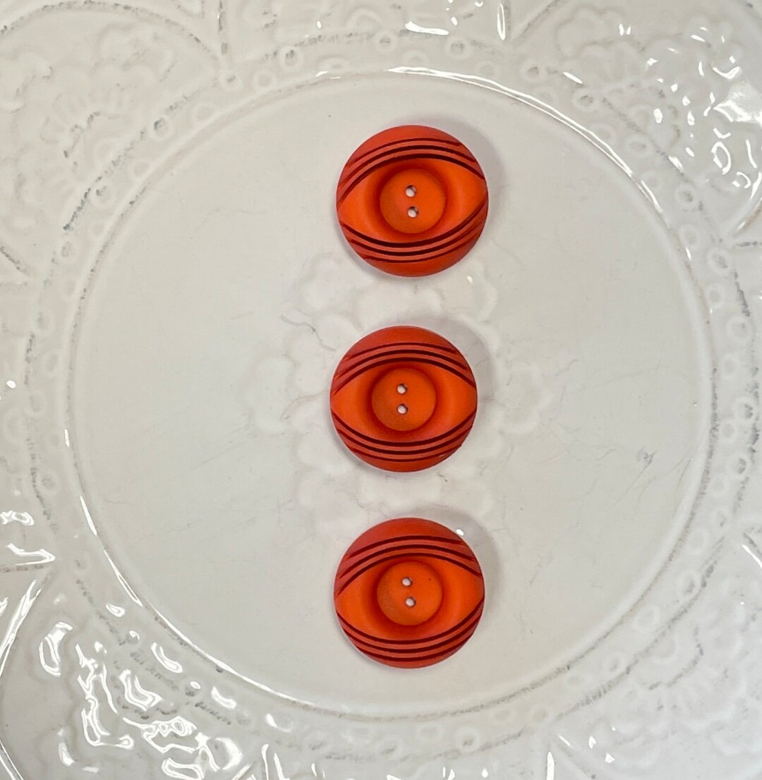 Vintage Large Orange Buttons - Etsy