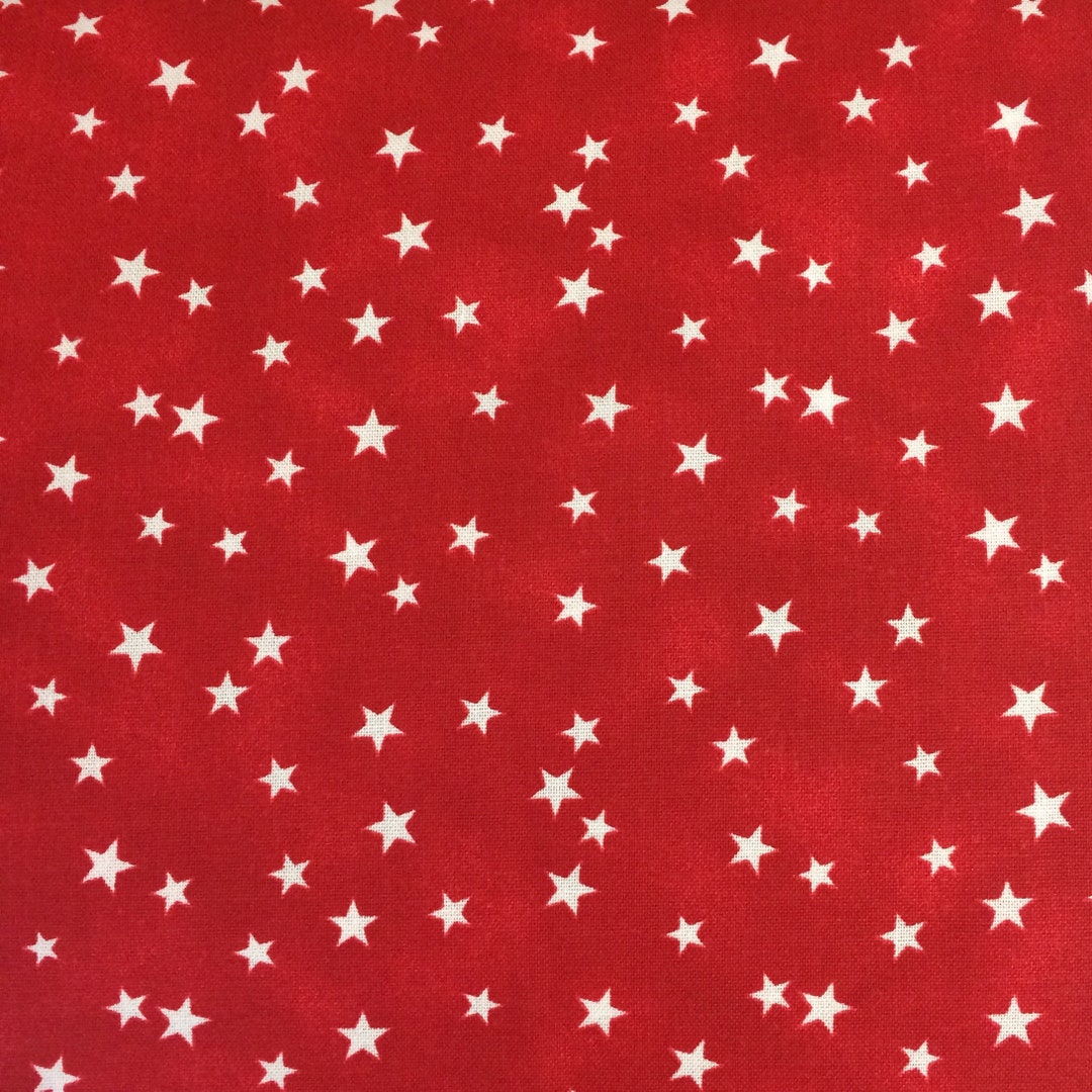 100% Cotton Red and White Star Patriotic Fabric by the Yard, Lucky ...