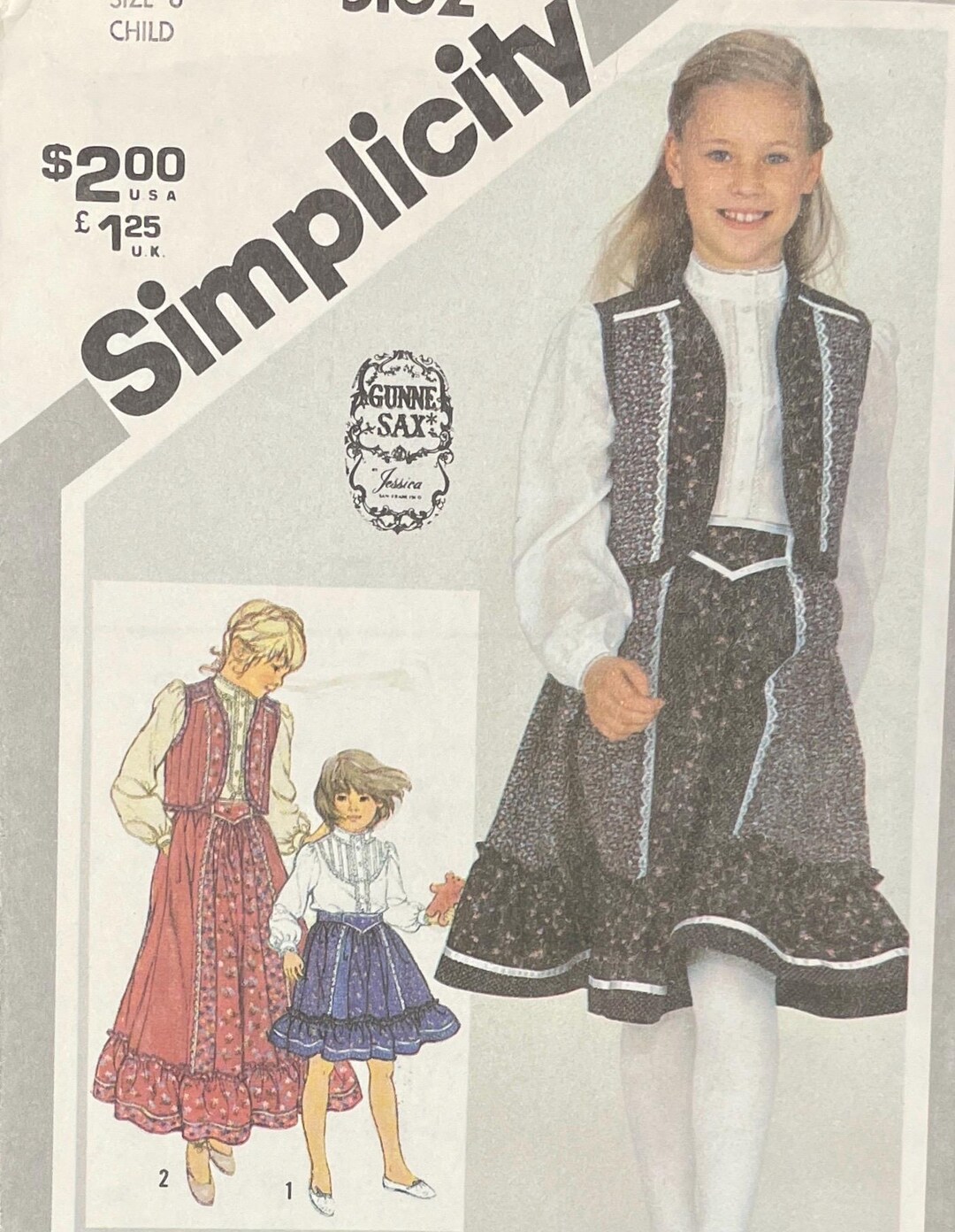 Vintage Girls Skirt, Blouse and Quilted Jacket Pattern, Simplicity 5162 ...