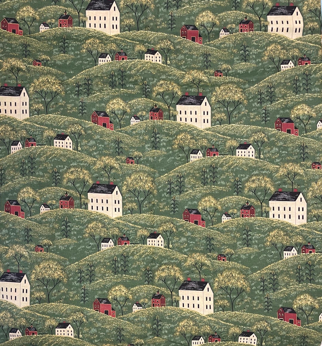 Country Scenic Houses Cotton Fabric, Farmhouse, Warren Kimble for VIP ...