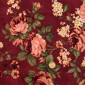 Pink Rose Floral Cotton Fabric, Springs Industries - Etsy
