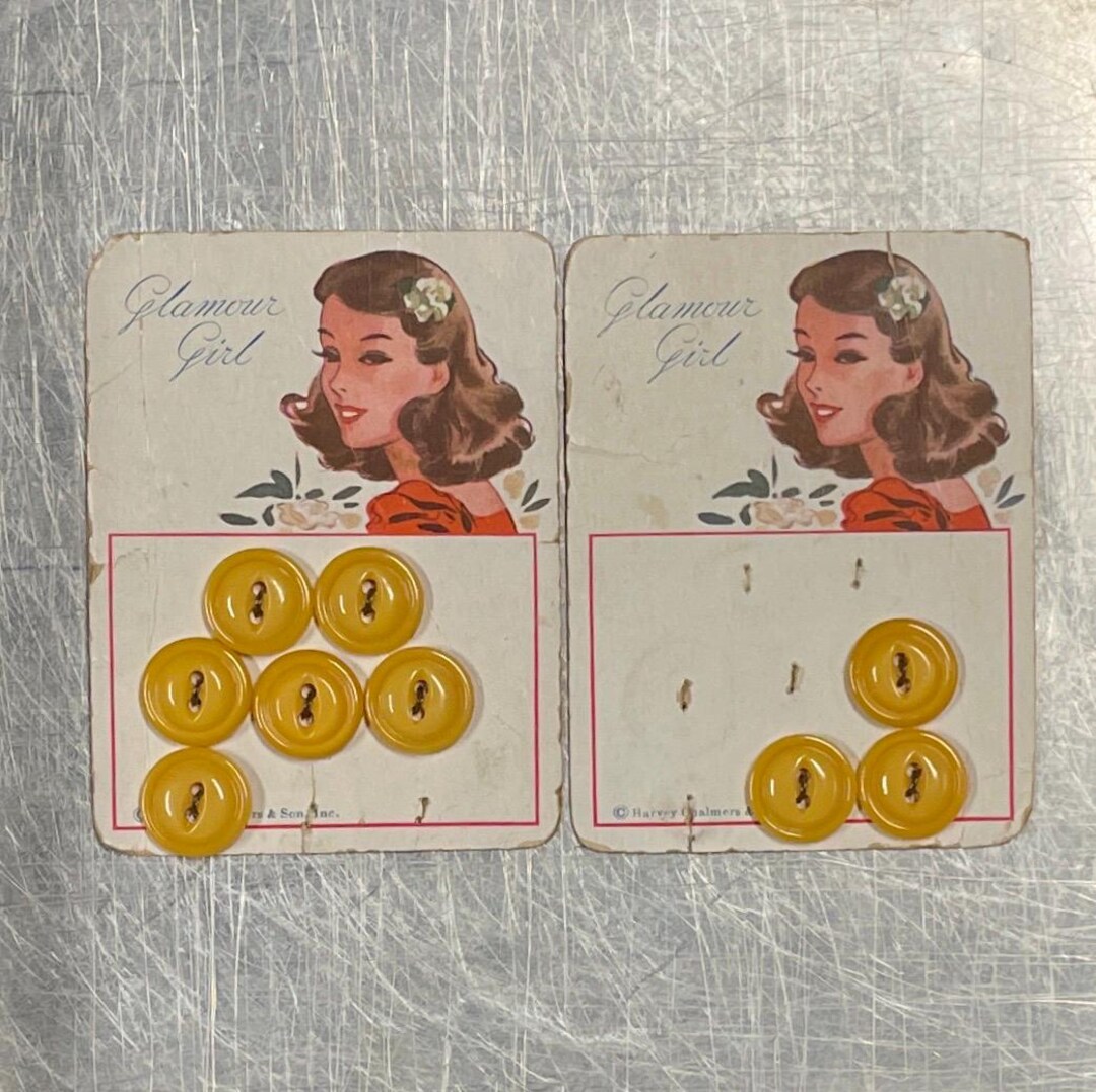 Vintage Glamour Girl Honey Gold Buttons on Original Cards - Etsy