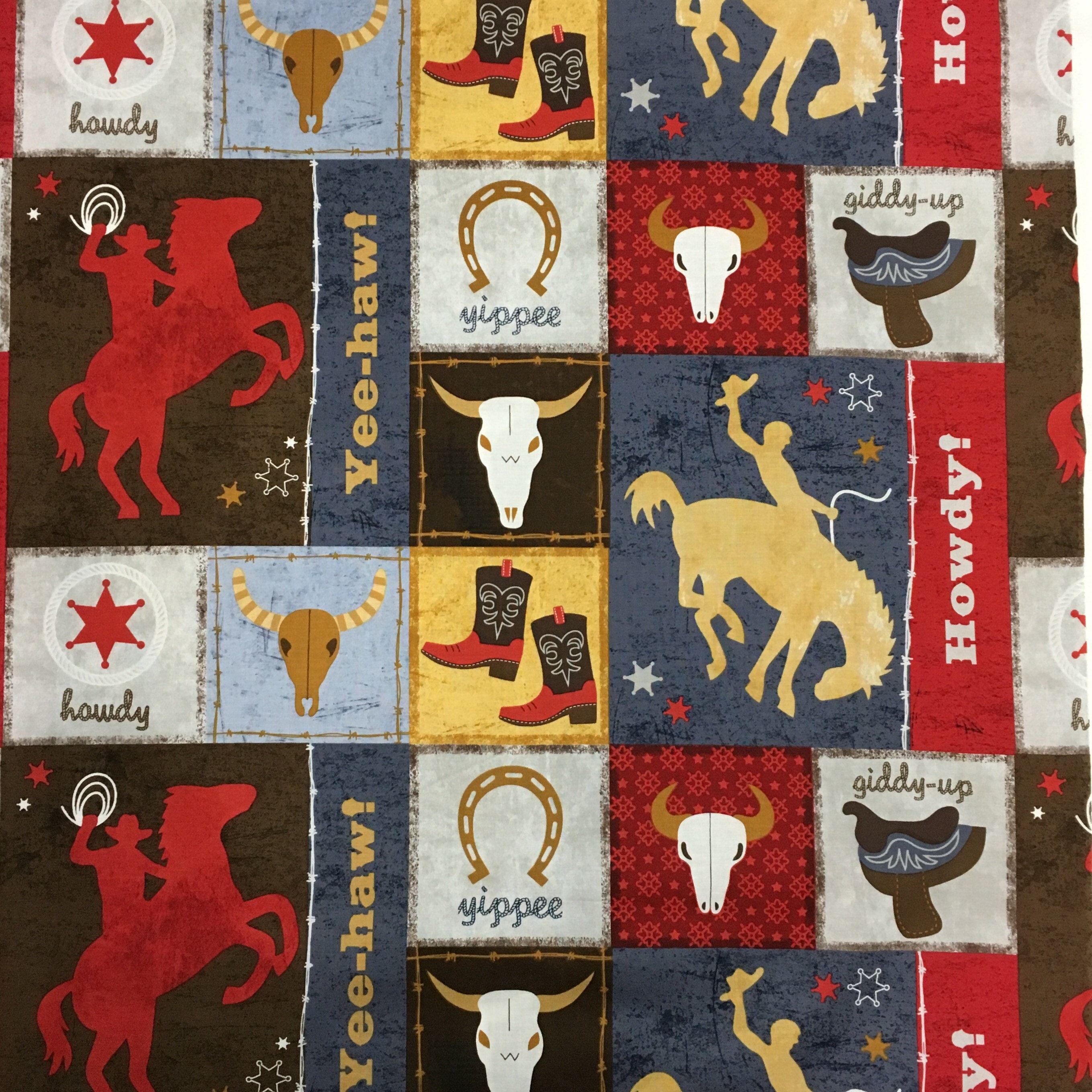 100% Country Western Fabric By The Yard Cowboy Bronco | Etsy