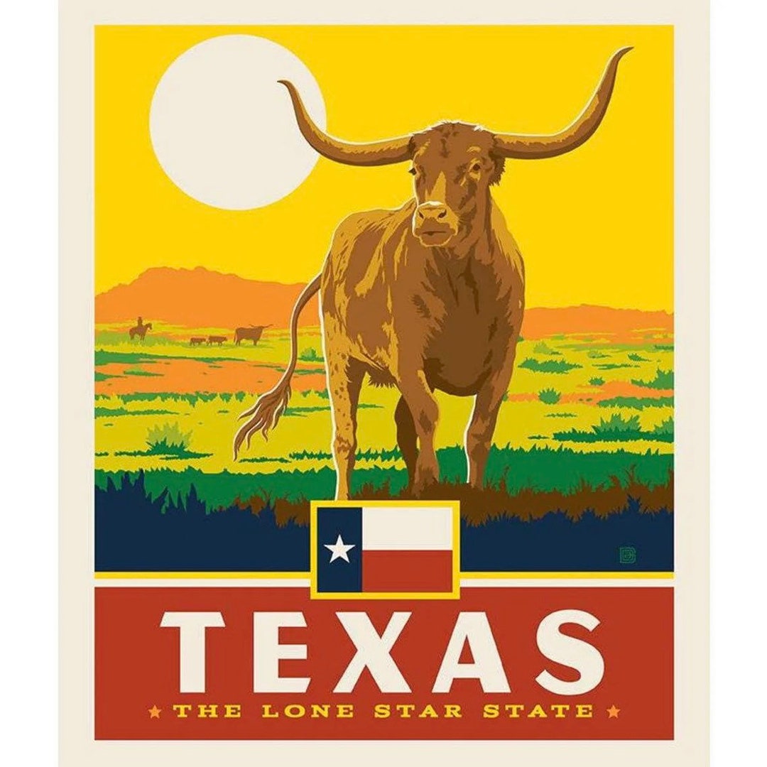 Texas Lone Star State Poster Cotton Fabric Panel, Riley Blake ...
