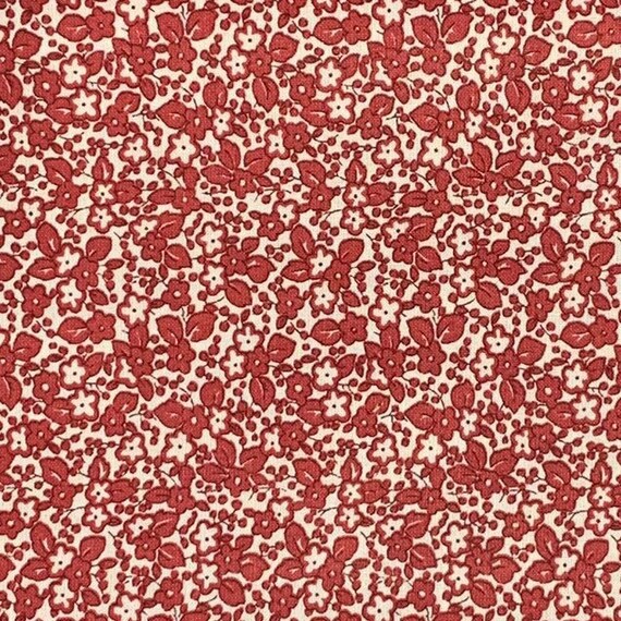 100% Cotton Red And White Small Print Calico Floral | Etsy