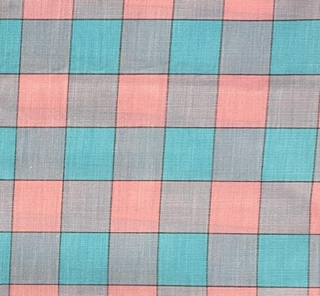 Vintage Sheer Blue and Pink Plaid Fabric - Etsy