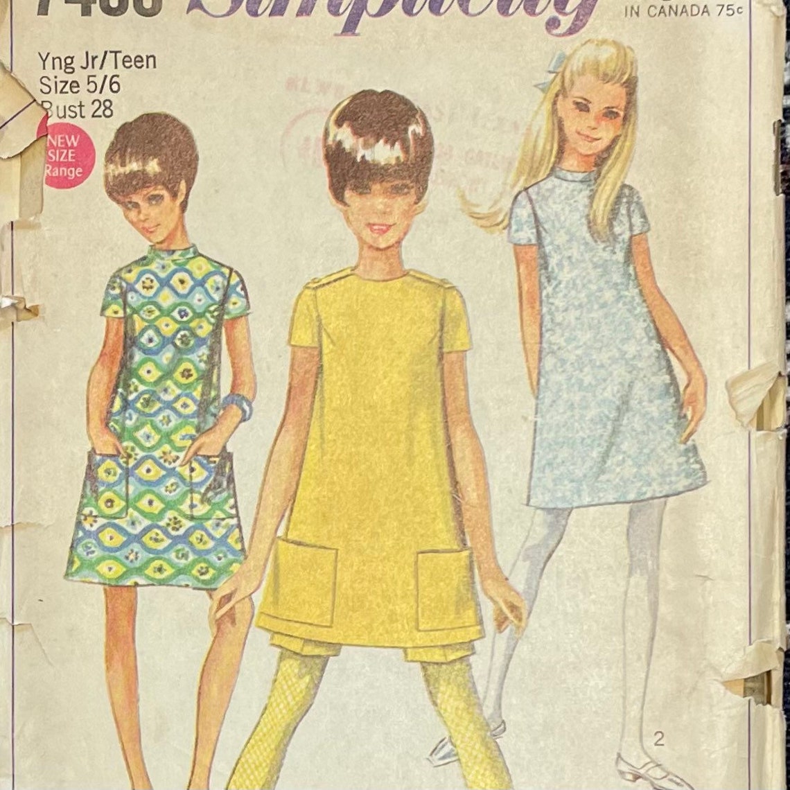 Vintage Junior / Teen Girls Dress Pattern Simplicity 7456 - Etsy
