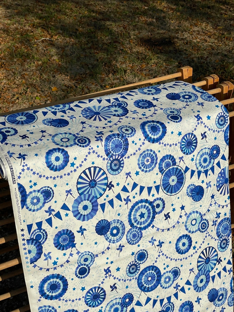 Spangled Blue and White Patriotic Cotton Fabric, Robert Kaufman - Etsy