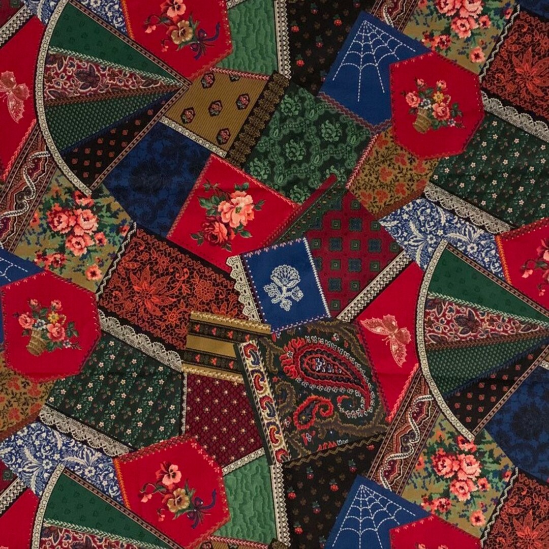Crazy Quilt Patchwork Cotton Fabric, Cheater Cloth, Cranston Print ...
