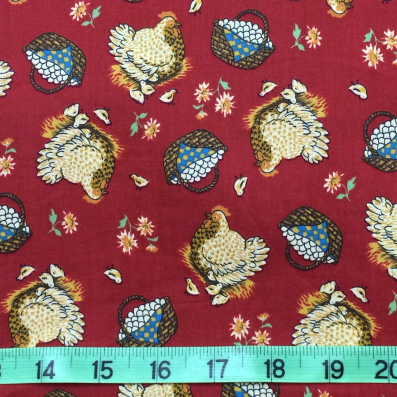 100% Cotton Chicken Fabric by the Yard Rooster Cafe - Etsy