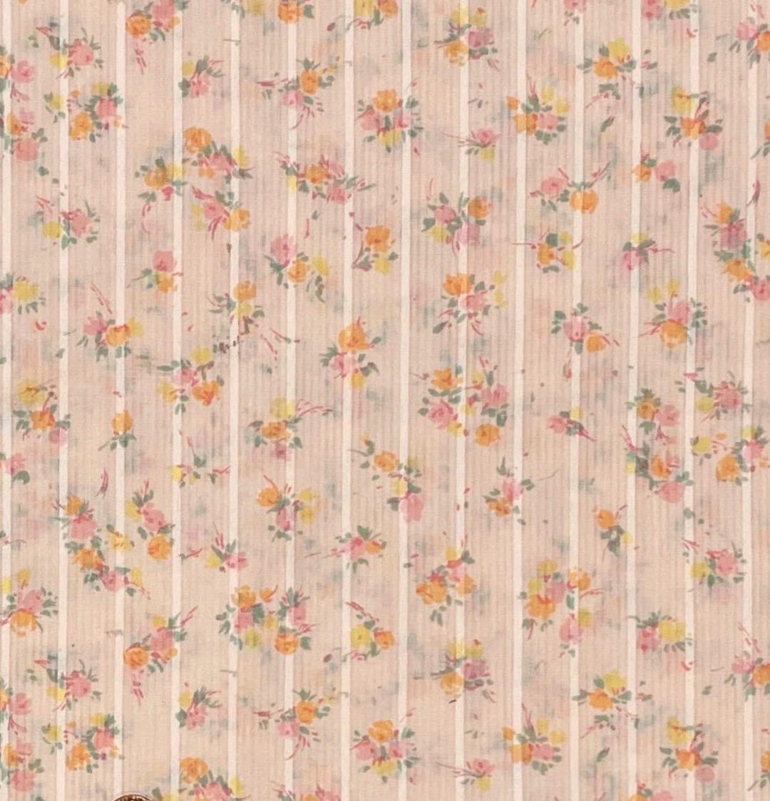 Vintage Sheer Peach Floral Dimity Cotton Polyester Blend Fabric - Etsy