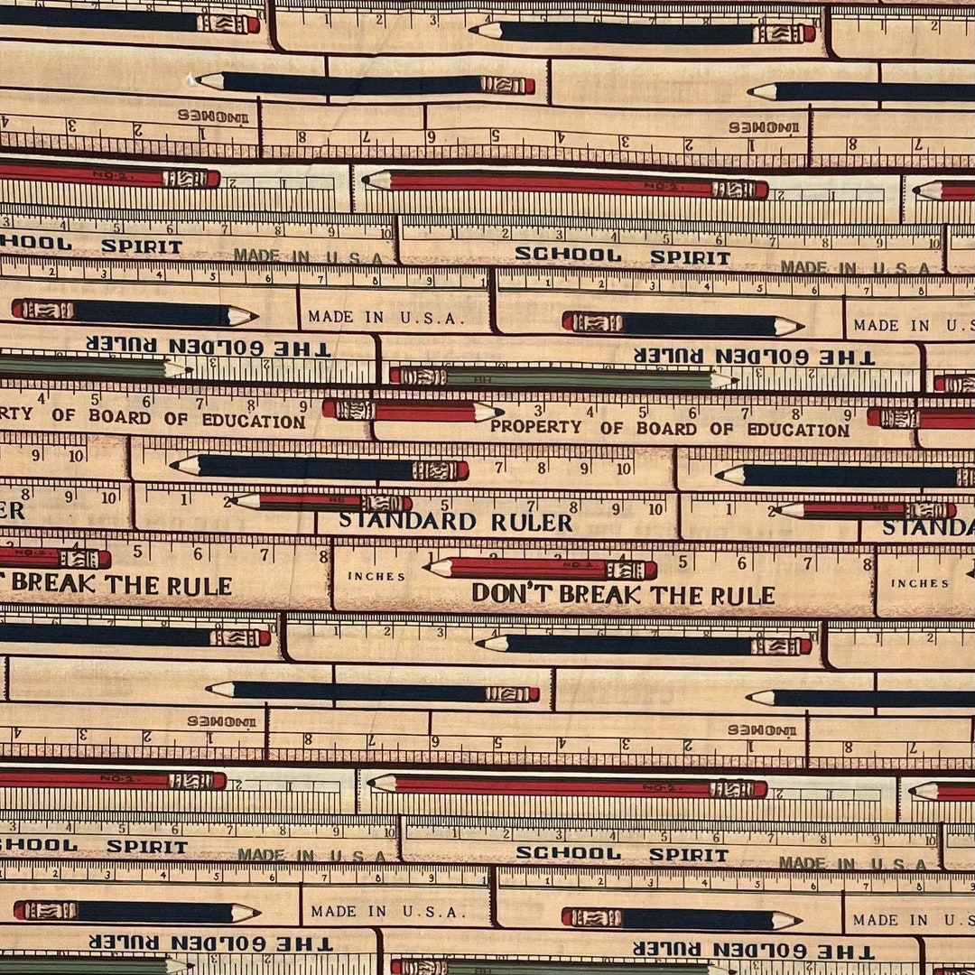 100% Cotton School Ruler Fabric Teacher Math Numbers - Etsy