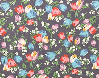 Vintage Beige Floral Calico Cotton Fabric - Etsy