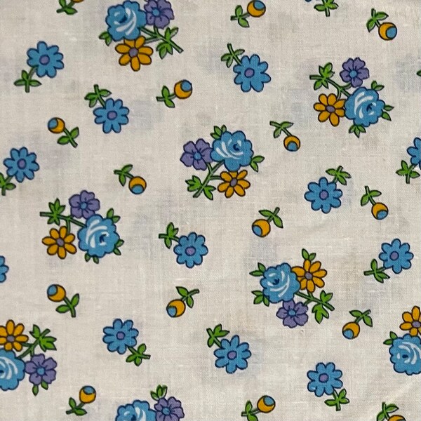 Blue Calico Fabric - Etsy