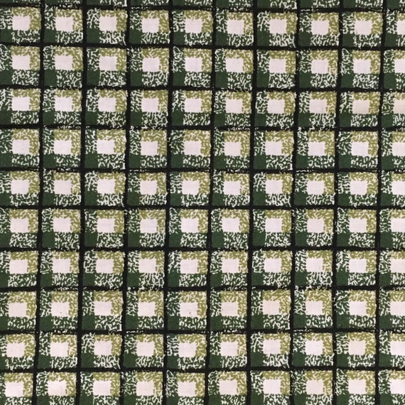 Green Check Cotton Fabric Spring Industries - Etsy