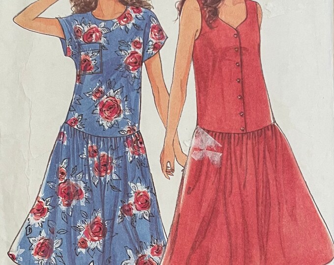 Easy Loose Fitting Dress Pattern, Drop Waist, Simplicity 7211, UNCUT - Etsy