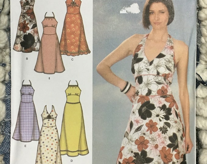 Misses Sleeveless Dress Pattern, Halter, Simplicity 4581, UNCUT - Etsy