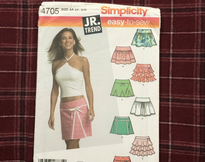 Easy Junior Mini Skirt Pattern, Small, Medium, Simplicity 4705, UNCUT ...