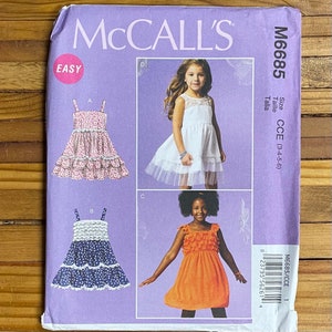 Easy Sleeveless Girls Dress Pattern, Mccalls 6685, UNCUT - Etsy