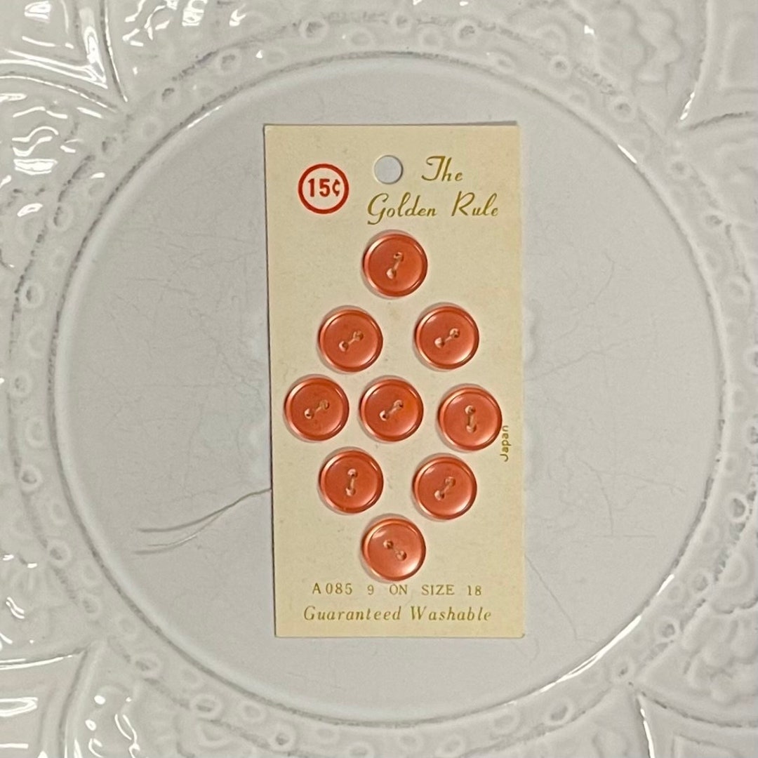Vintage Peach Buttons on Original Card, the Golden Rule, Made in Japan ...