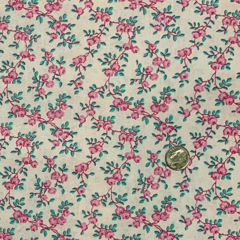 100% Cotton Pink Rose Fabric Small Print Calico Floral - Etsy