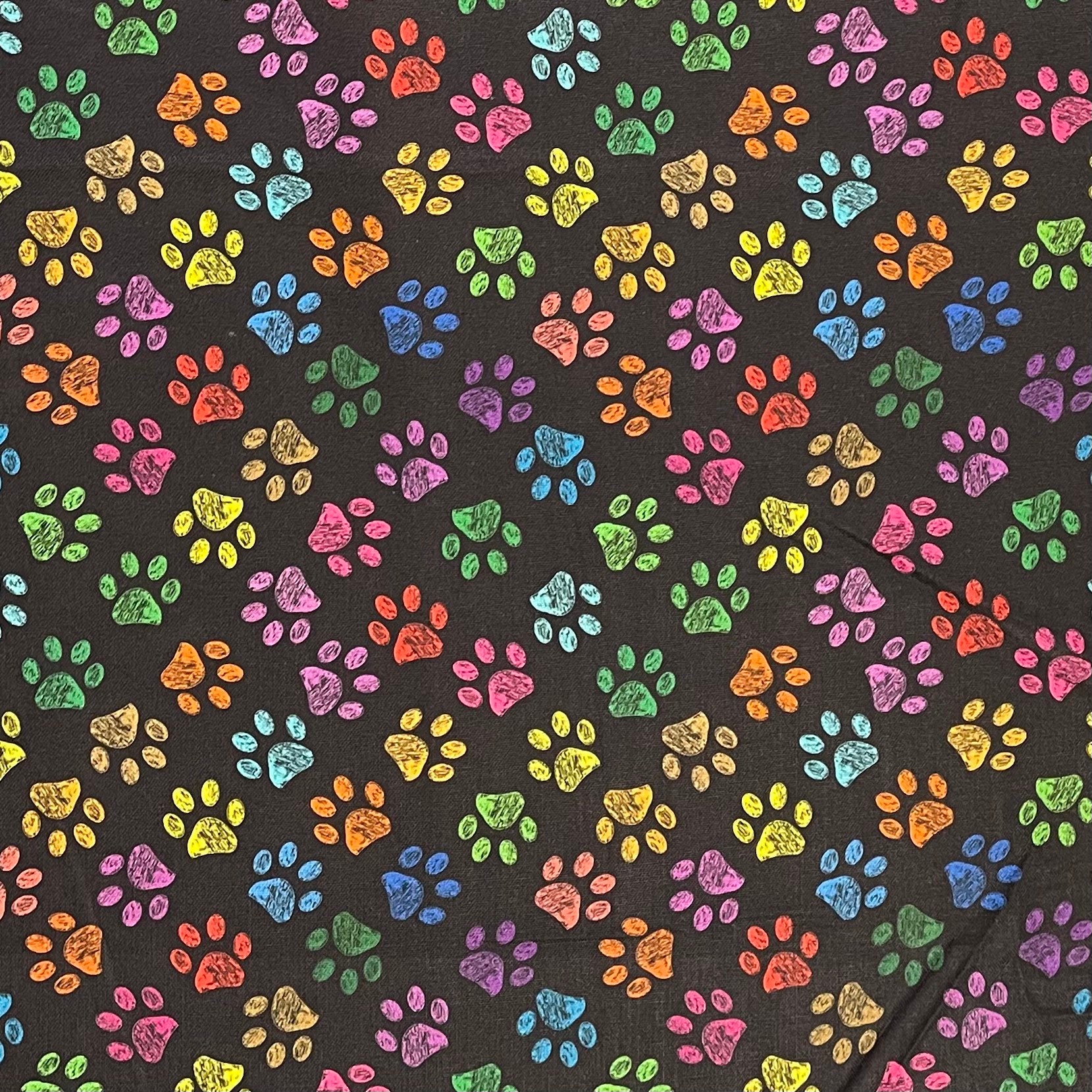 Rainbow Paw Print Cotton Fabric, Digital Print - Etsy