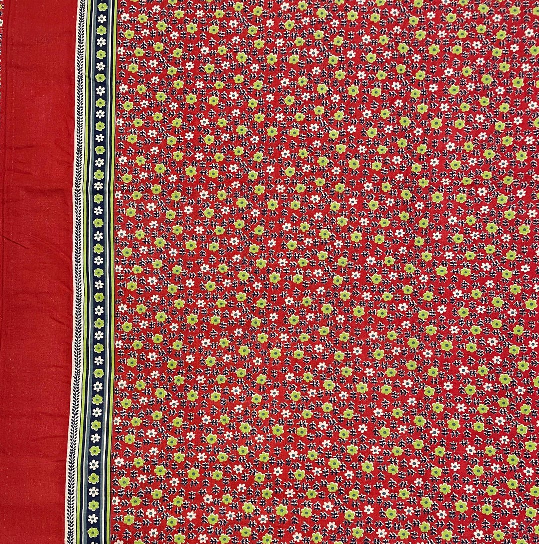 Vintage Open Feed Sack Red Floral Border Print Cotton Fabric - Etsy