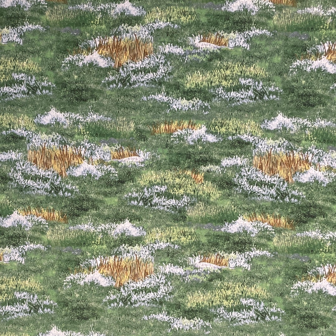 Roaming Wild Grassy Meadow Cotton Fabric, Environmental, Nature ...