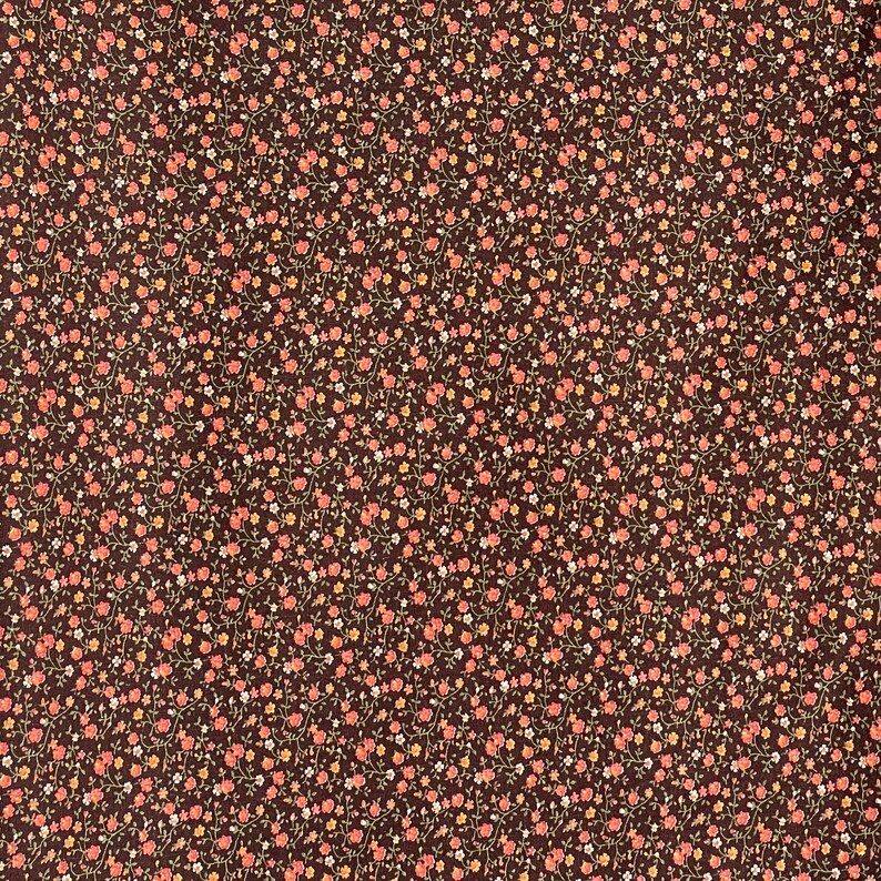 Vintage Brown Floral Calico Cotton Fabric - Etsy
