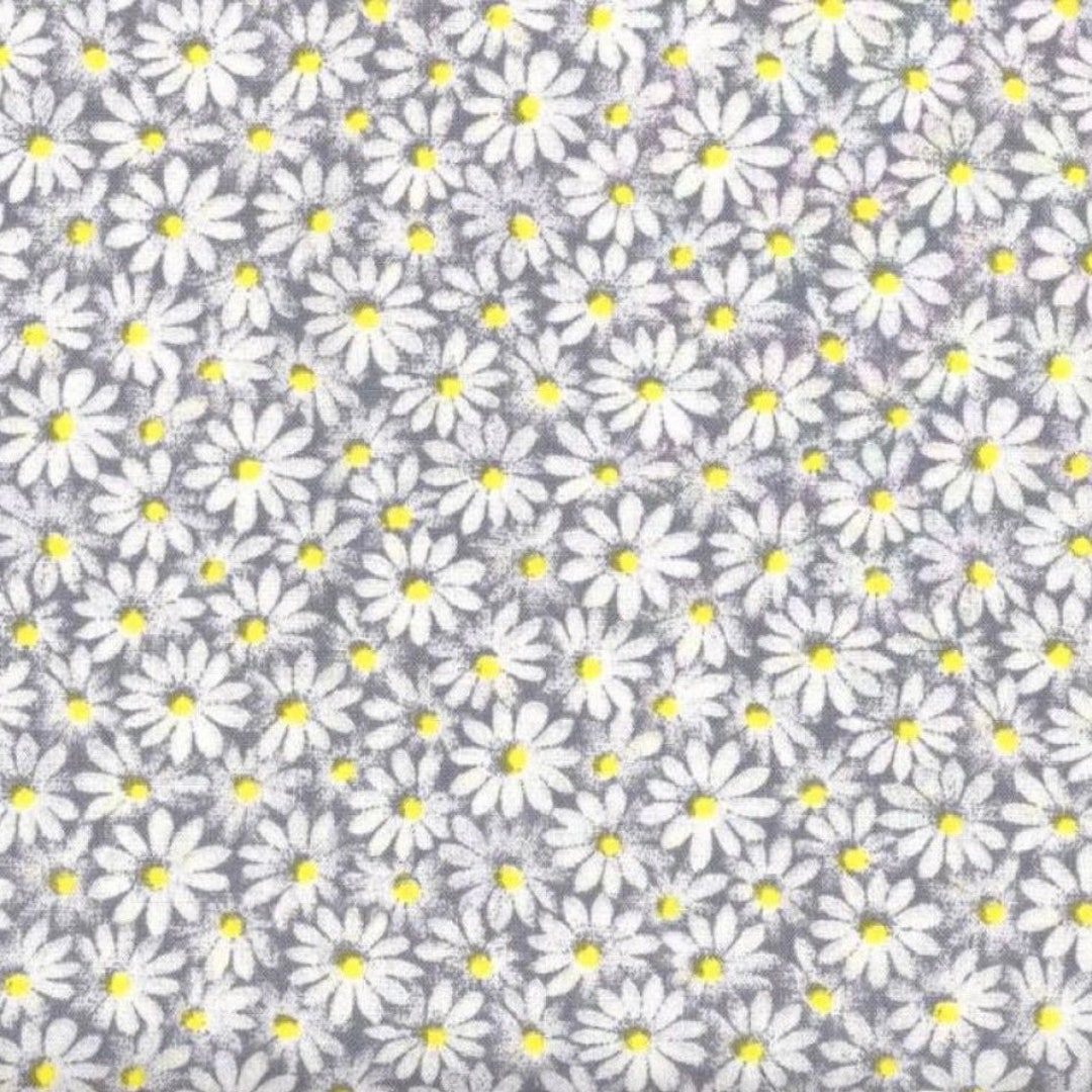Gray Daisy Floral Cotton Fabric, Calico - Etsy