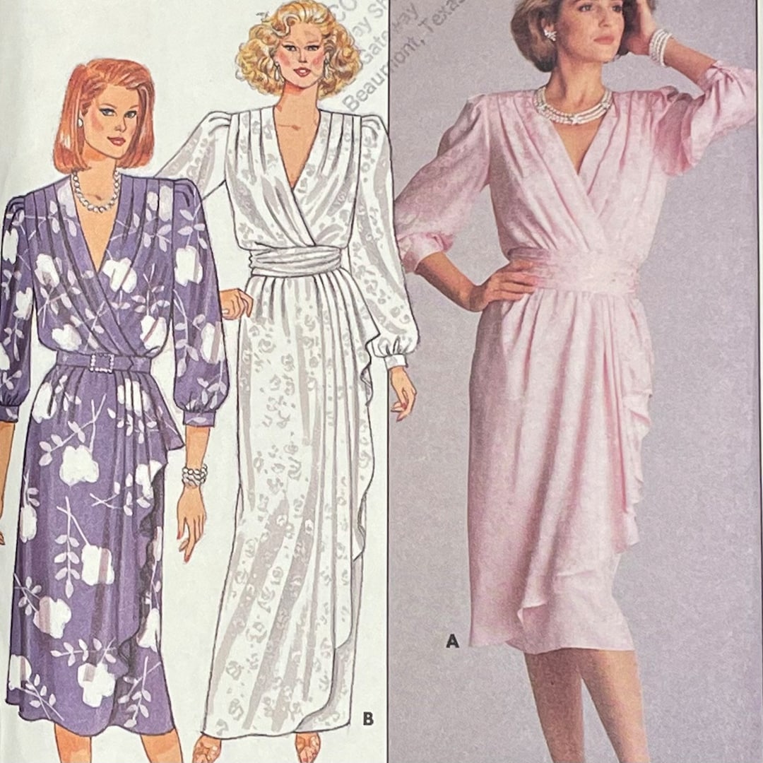 Vintage Mock Wrap Dress Pattern, Butterick 3751, UNCUT - Etsy