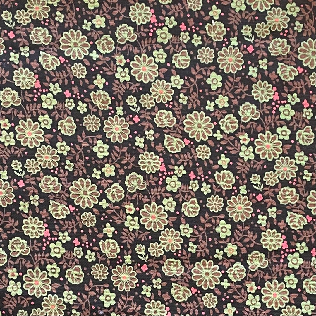 Vintage Green Calico Fabric, Floral - Etsy