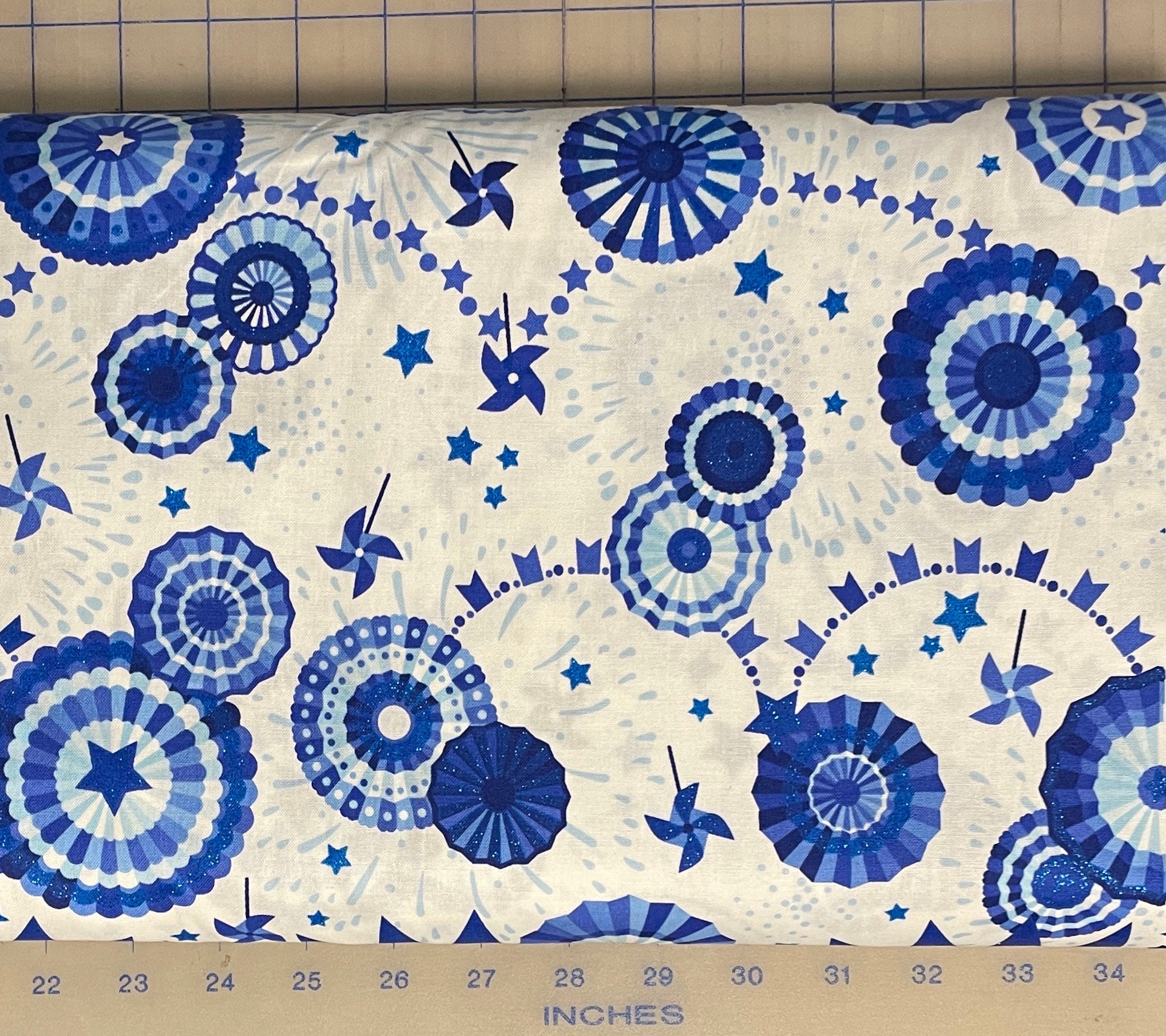 Spangled Blue and White Patriotic Cotton Fabric, Robert Kaufman - Etsy