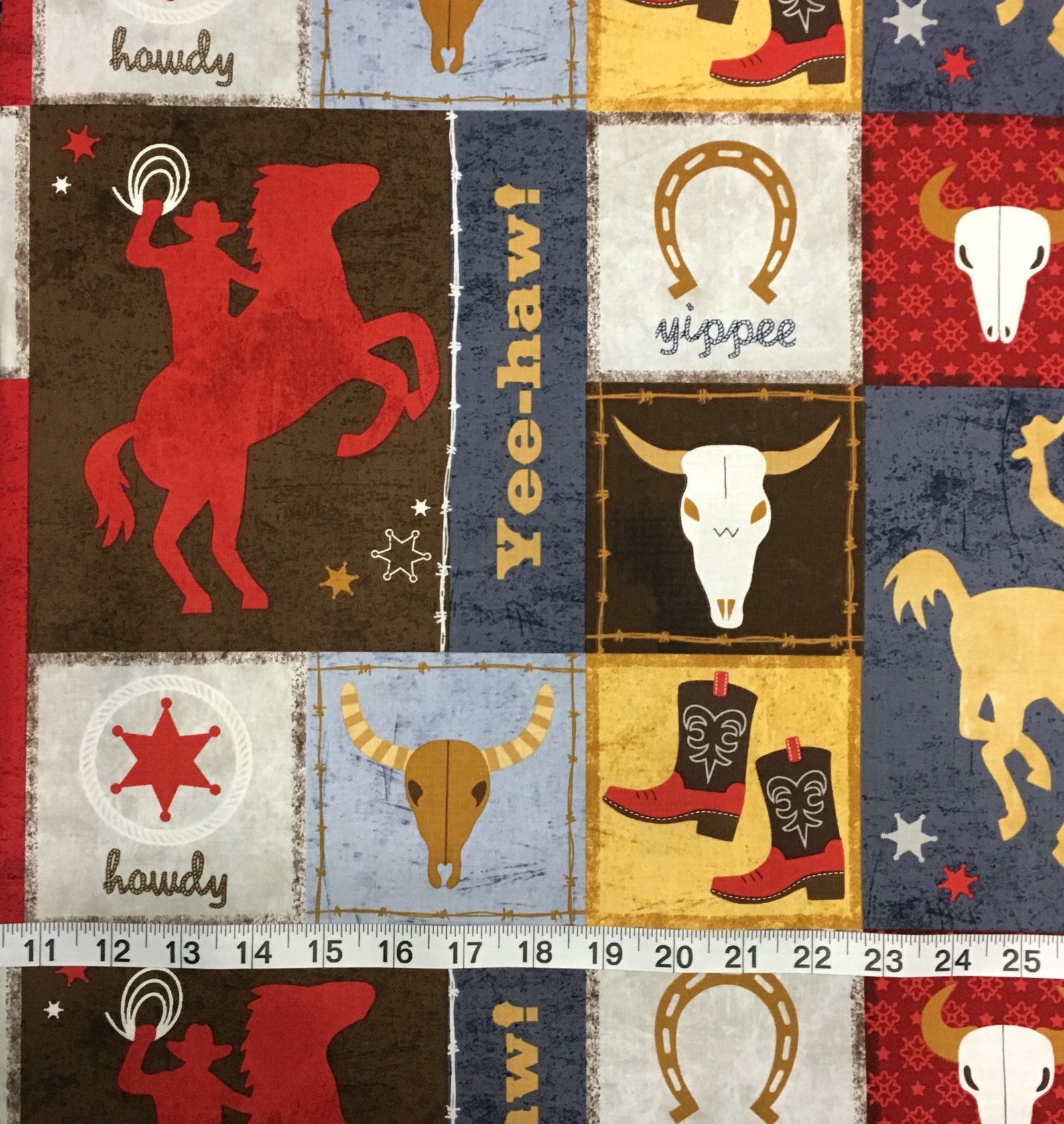 100% Country Western Fabric By The Yard Cowboy Bronco | Etsy
