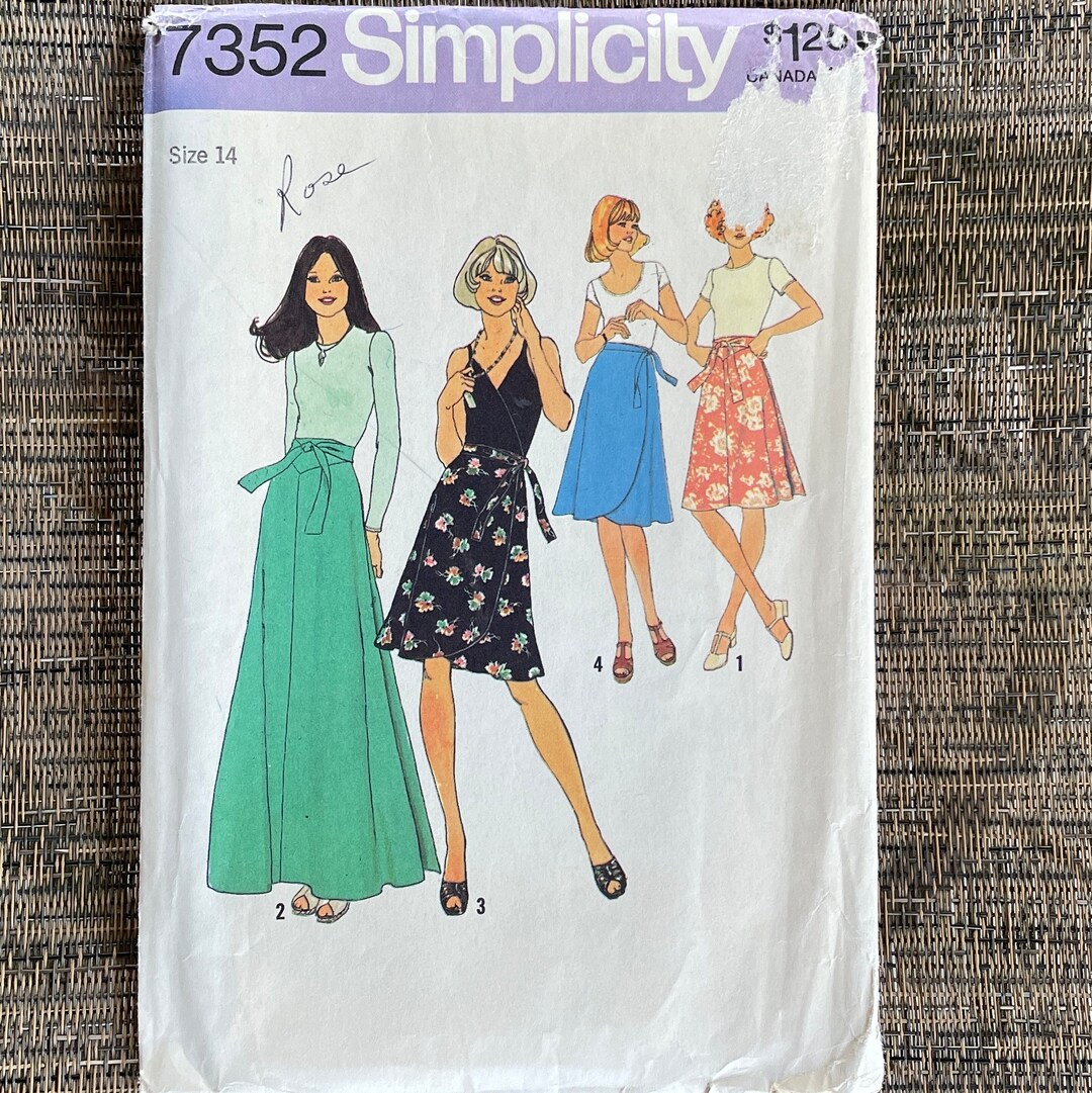 Vintage Wrap Skirt Pattern, Retro, Simplicity 7352, UNCUT - Etsy