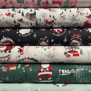 Santa Claus Cotton Fabric, Twas, Riley Blake, Silver Metallic Accents ...