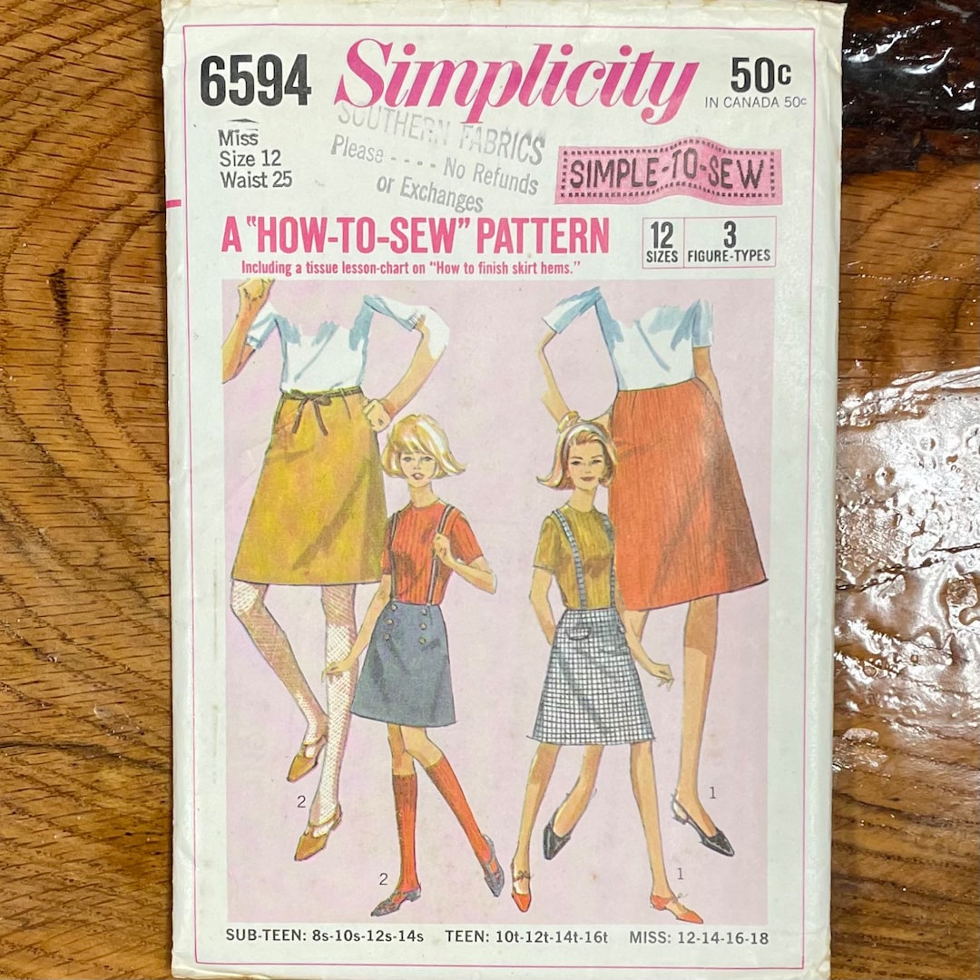 Vintage A Line Skirt Pattern, Easy, Simplicity 6594, How to Sew Pattern ...
