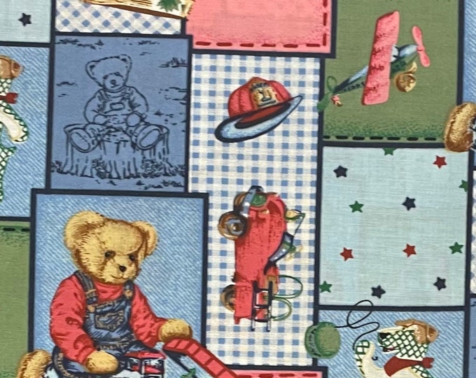 Cotton Teddy Bear Fabric, Nursery, Blue Jean Teddy Bears - Etsy