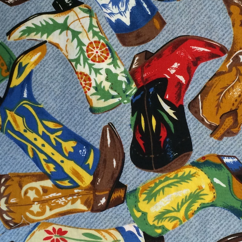 100% Cotton Cowboy Boot Fabric by the Yard Cowgirl Ranch - Etsy