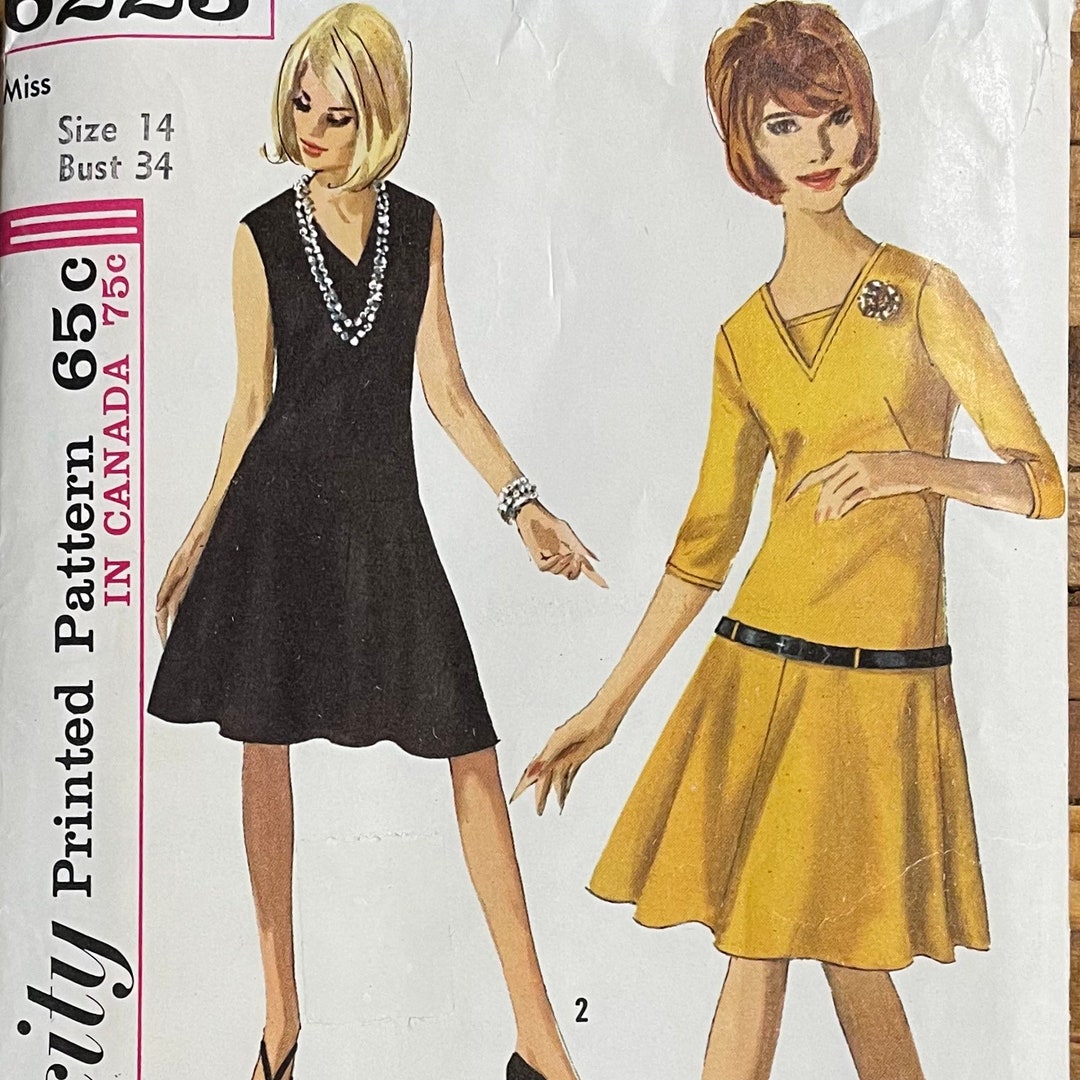 Vintage One Piece Dress Pattern, Little Black Dress, Simplicity 6223 ...