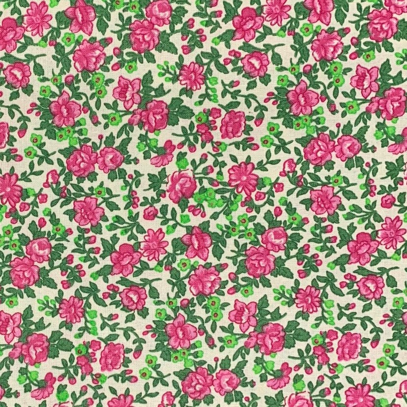100% Cotton Pink Rose Fabric Small Print Calico Floral - Etsy