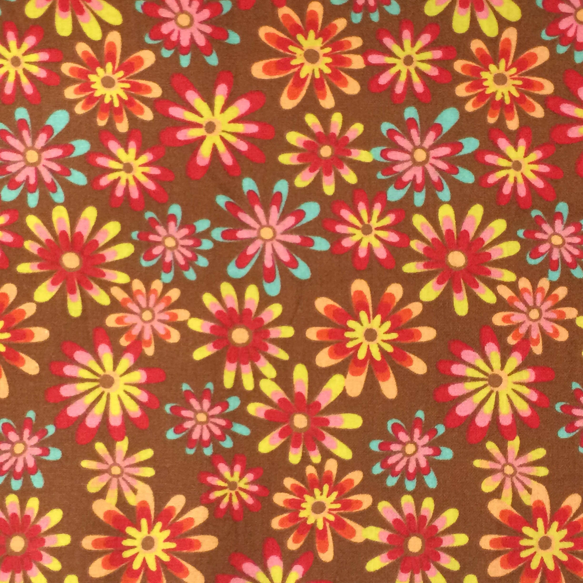 100% Cotton Brown Calico Fabric by the Yard Flower Power - Etsy