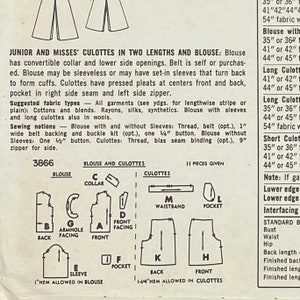 Vintage Blouse and Culottes Pants Pattern, Simplicity 3866, UNCUT - Etsy