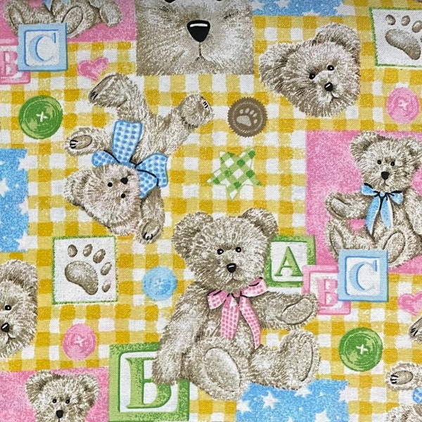Teddy Bear Rainbow Fabric - Etsy