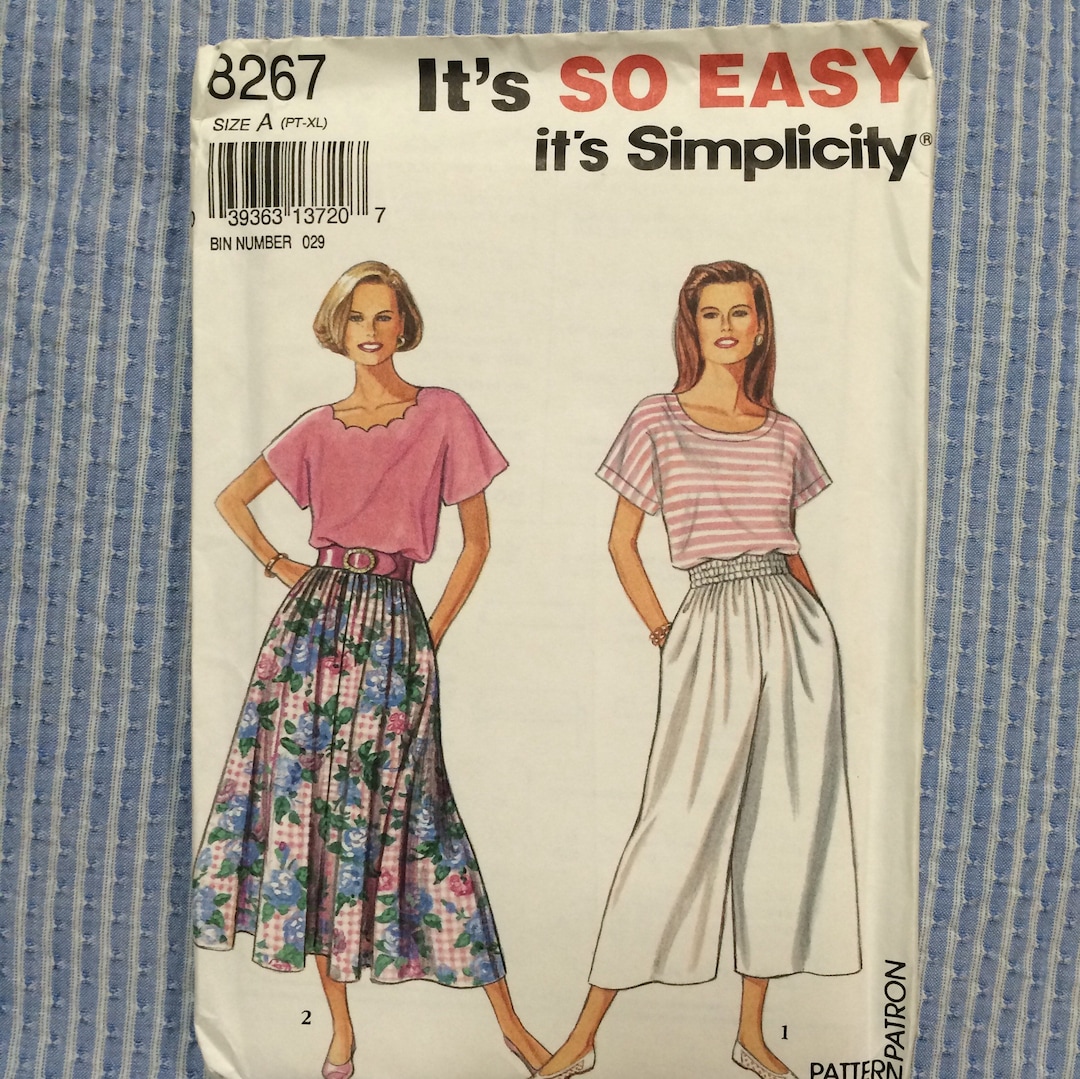 Vintage Split Skirt Pattern, Pull on Skirt, Simplicity 8267, UNCUT - Etsy