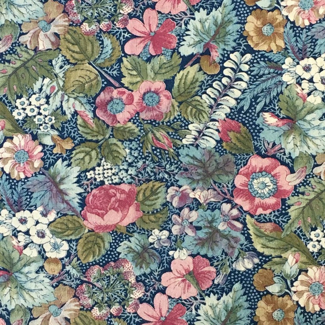 Vintage Blue Calico Cotton Fabric, Joan Kessler, Concord Fabrics - Etsy