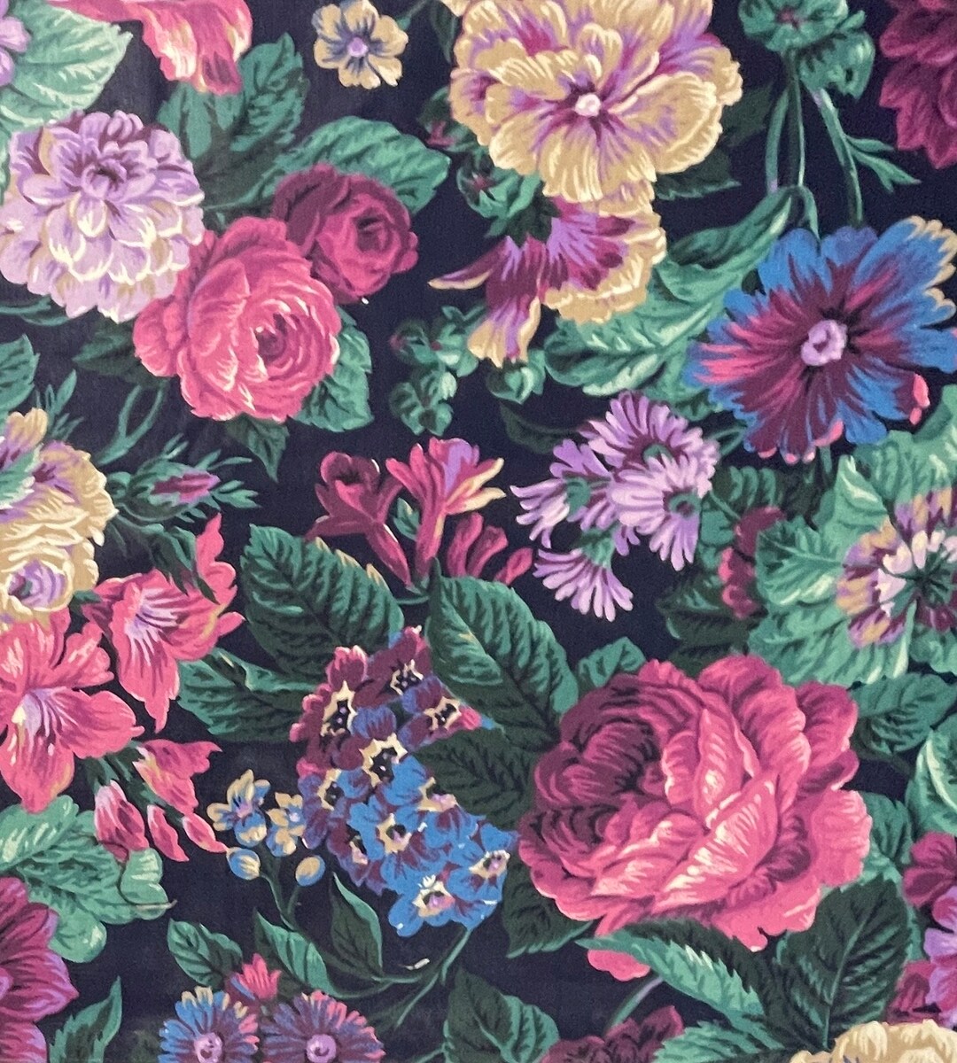 Vintage Navy Calico Cotton Fabric, Cranston Print Works - Etsy