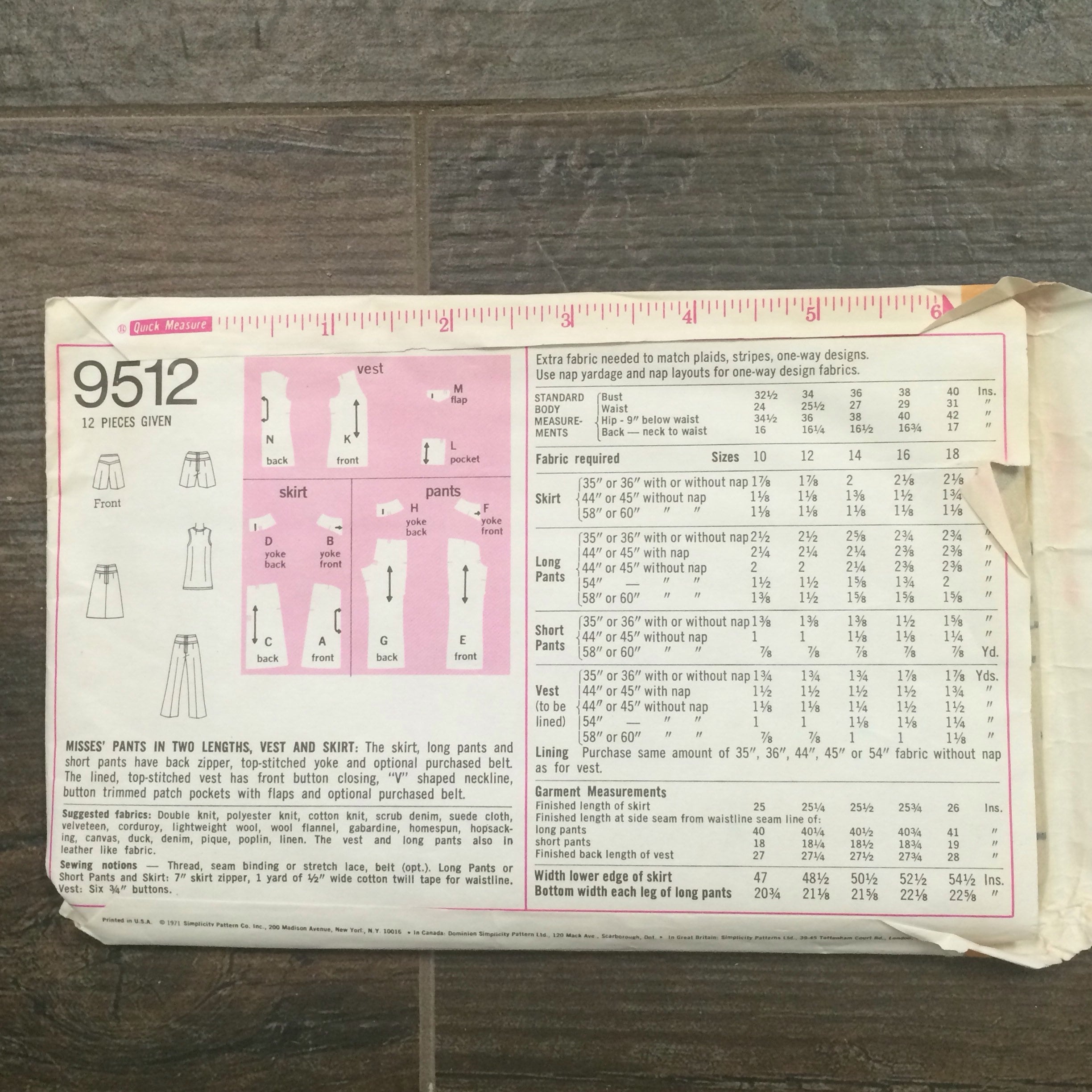 Vintage Skirt Pants and Vest Pattern Simplicity 9512 UNCUT - Etsy