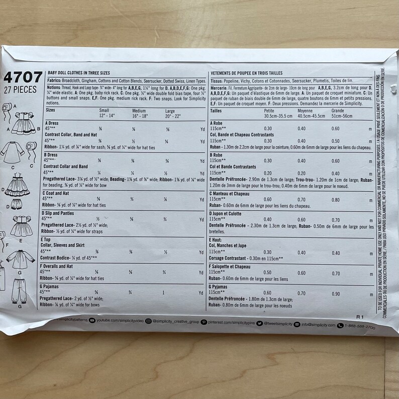 Doll Clothes Pattern Simplicity 4707 UNCUT - Etsy