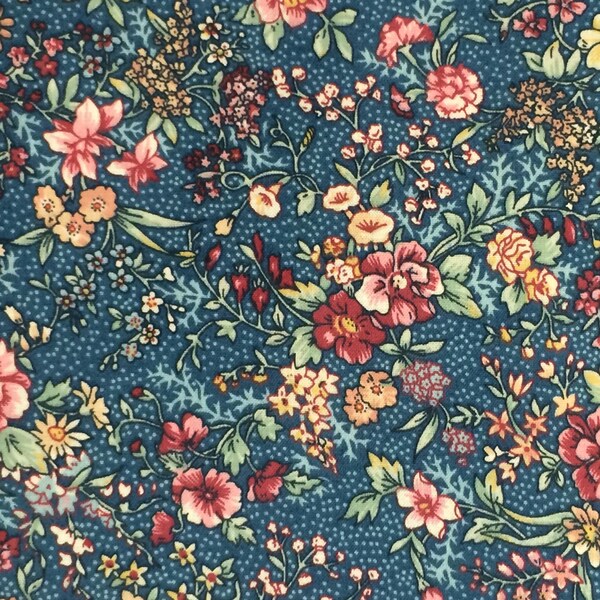 Blue Floral Fabric - Etsy